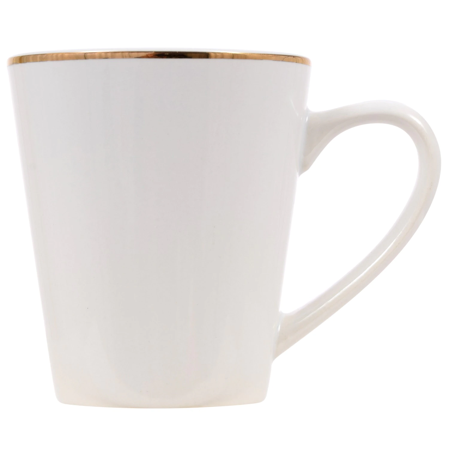 11 oz. Gold-Rimmed White Stoneware Mug - Komplete Event Rentals